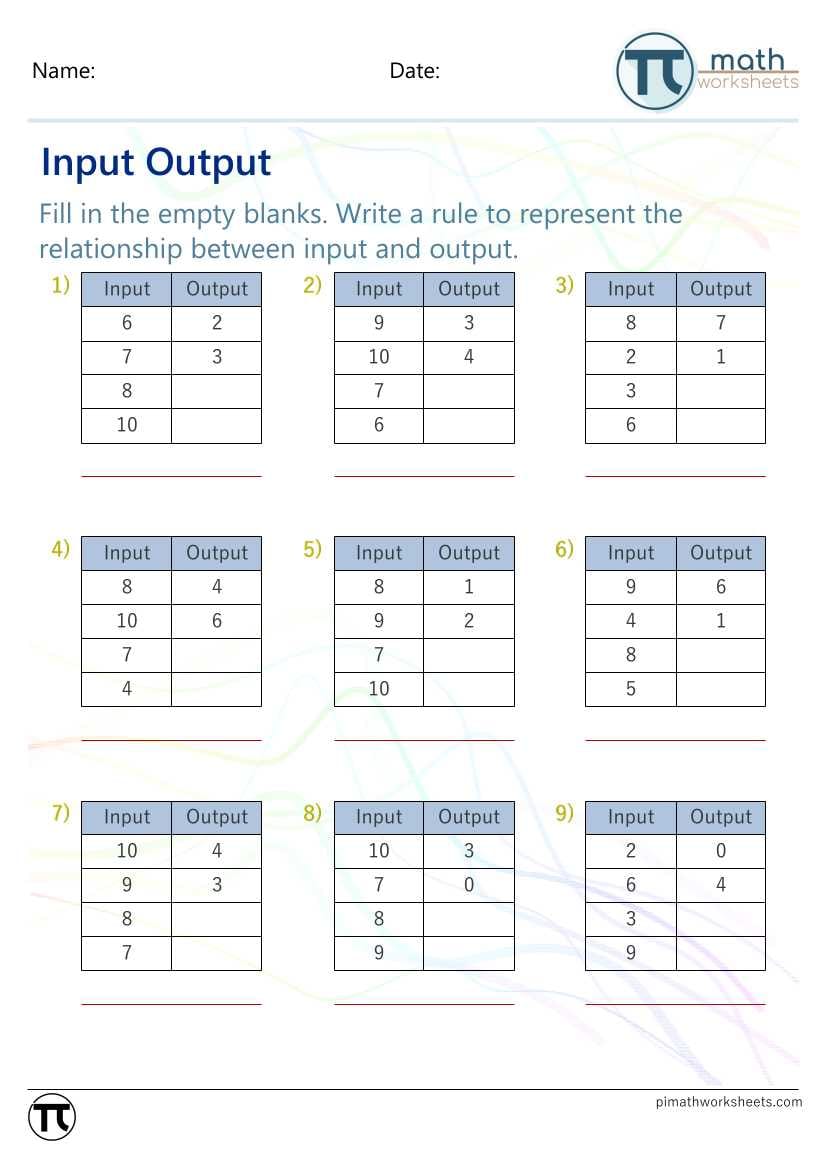 Input Output Subtraction Worksheets | Free PDF Download Input Output Subtraction Worksheets | Free PDF Download